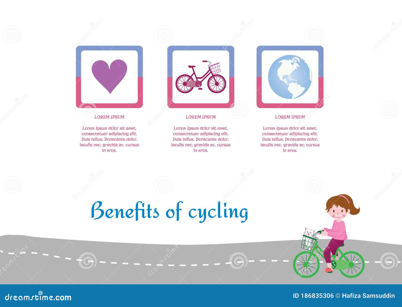 The Benefits Of Cycling Infographics. Healthy Lifestyle Concept ...