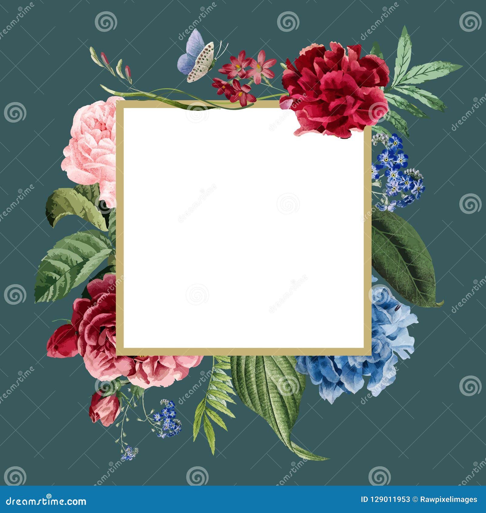 Blank Floral Frame Card Illustration Stock Vector - Illustration of ...