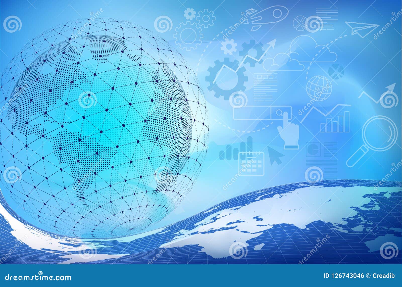 Blue Digital Abstract Background with Globe Stock Vector - Illustration ...