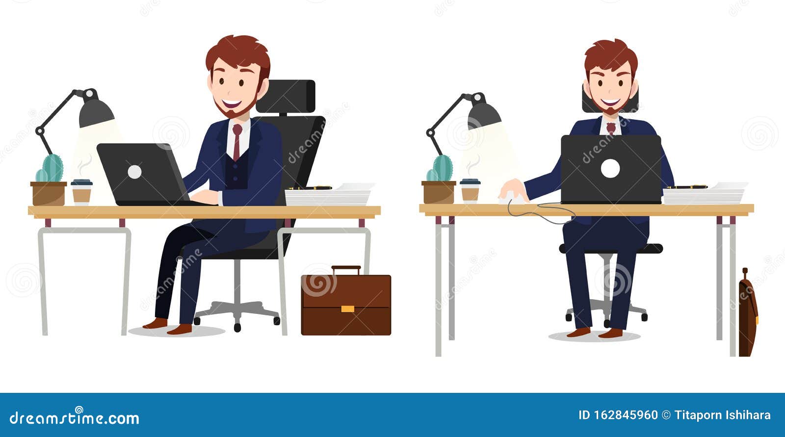 Cartoon Character with Businessman Working Character Vector Design ...