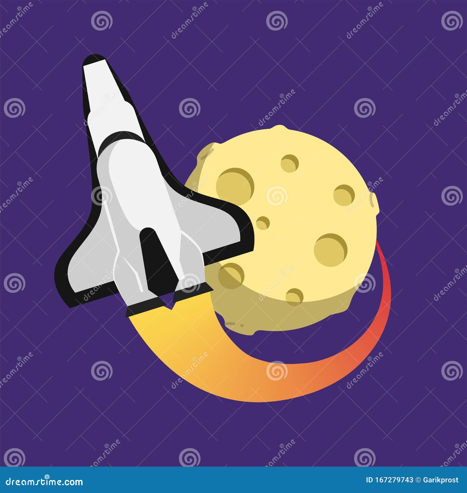 Cartoon Moon with Spaceship Stock Vector - Illustration of symbol ...