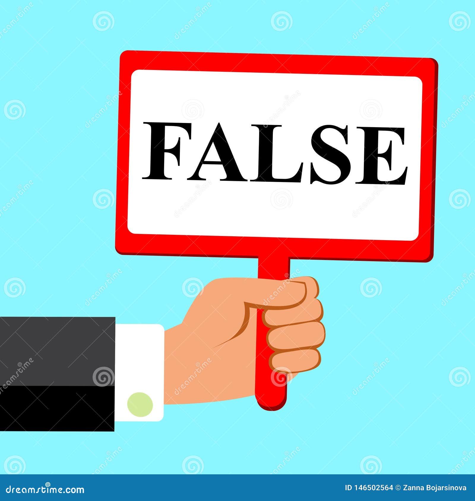 Hand With False, Reject Sign. Flat Isometric Icon Or Logo. Vector ...