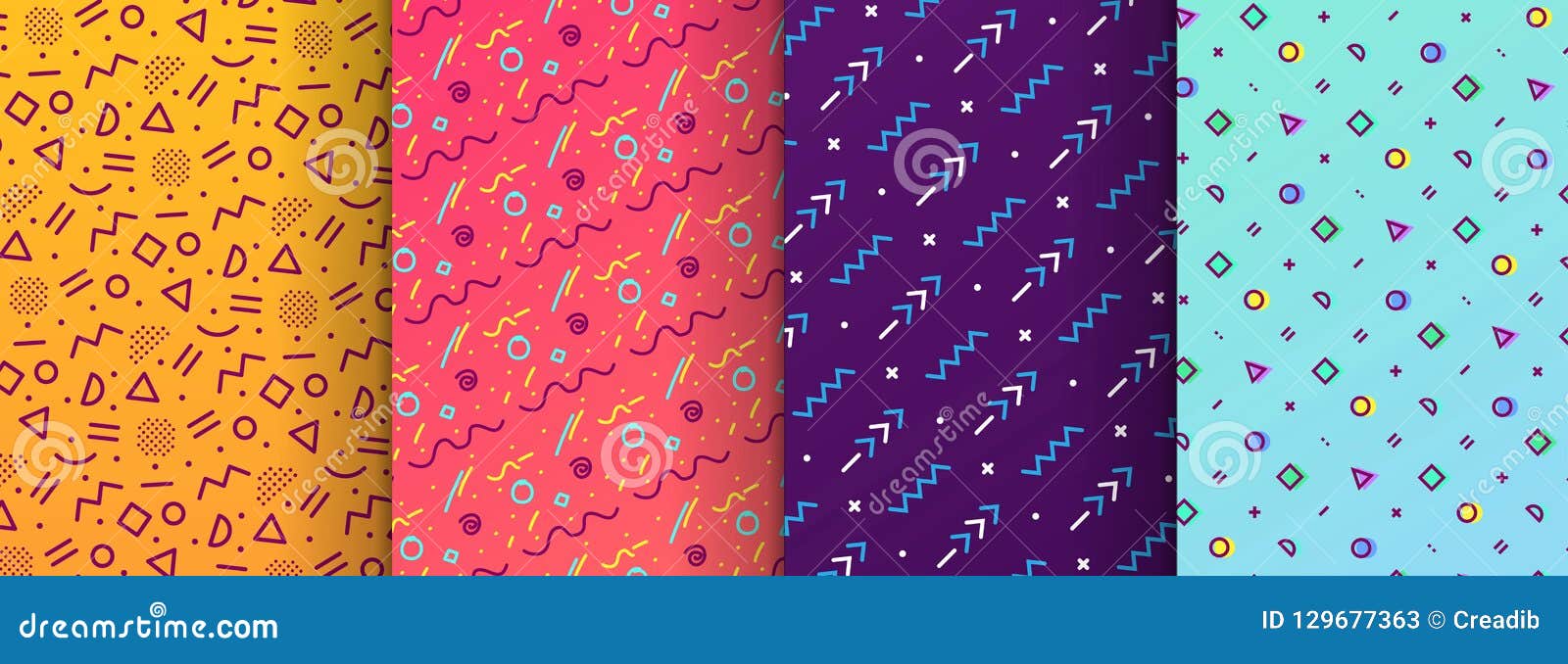 Available in Swatches Panel. Set of Memphis Seamless Patterns Stock ...