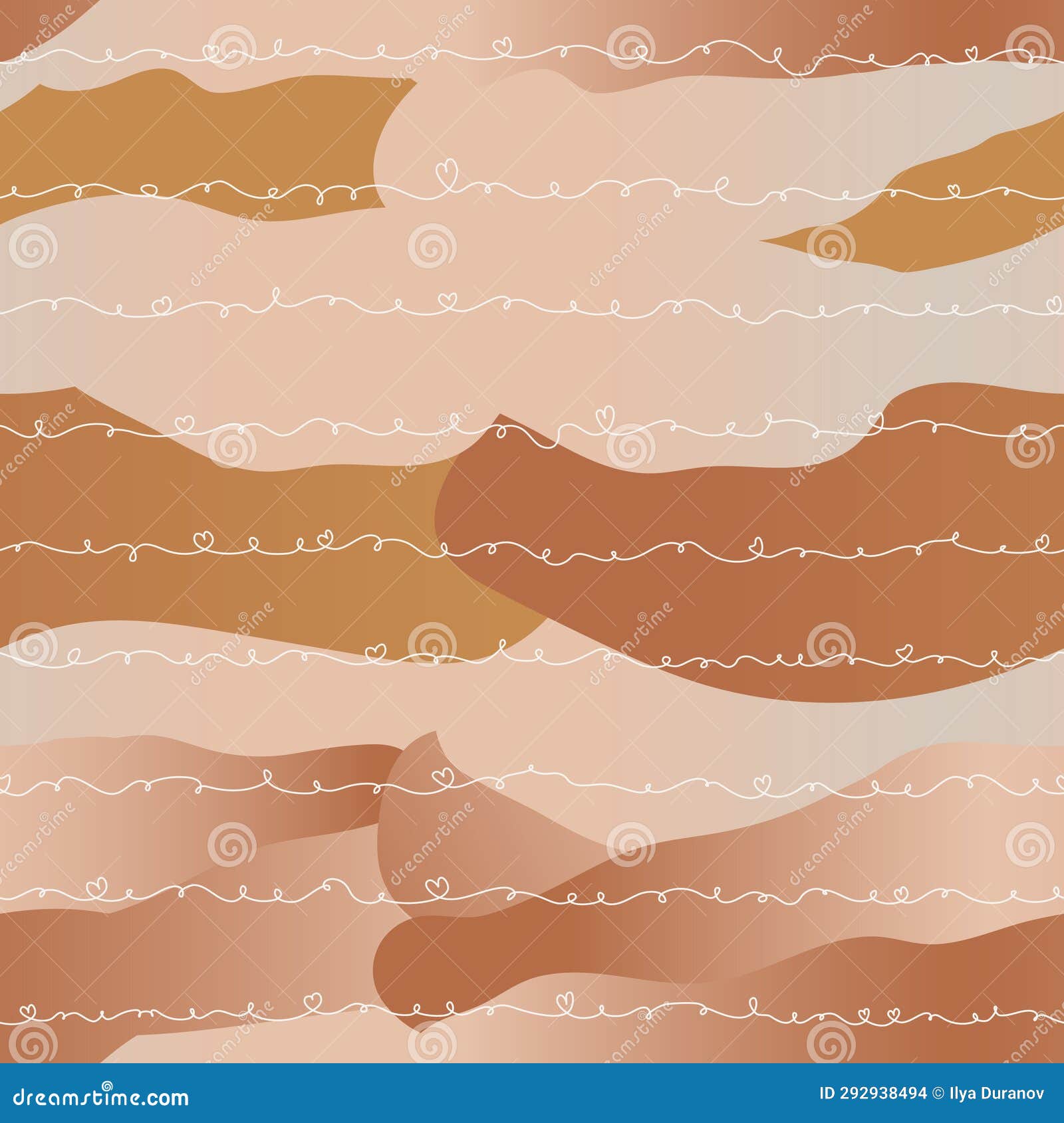 Continuous Line Drawing Doodle Hearts on Abstract Patchy Background ...