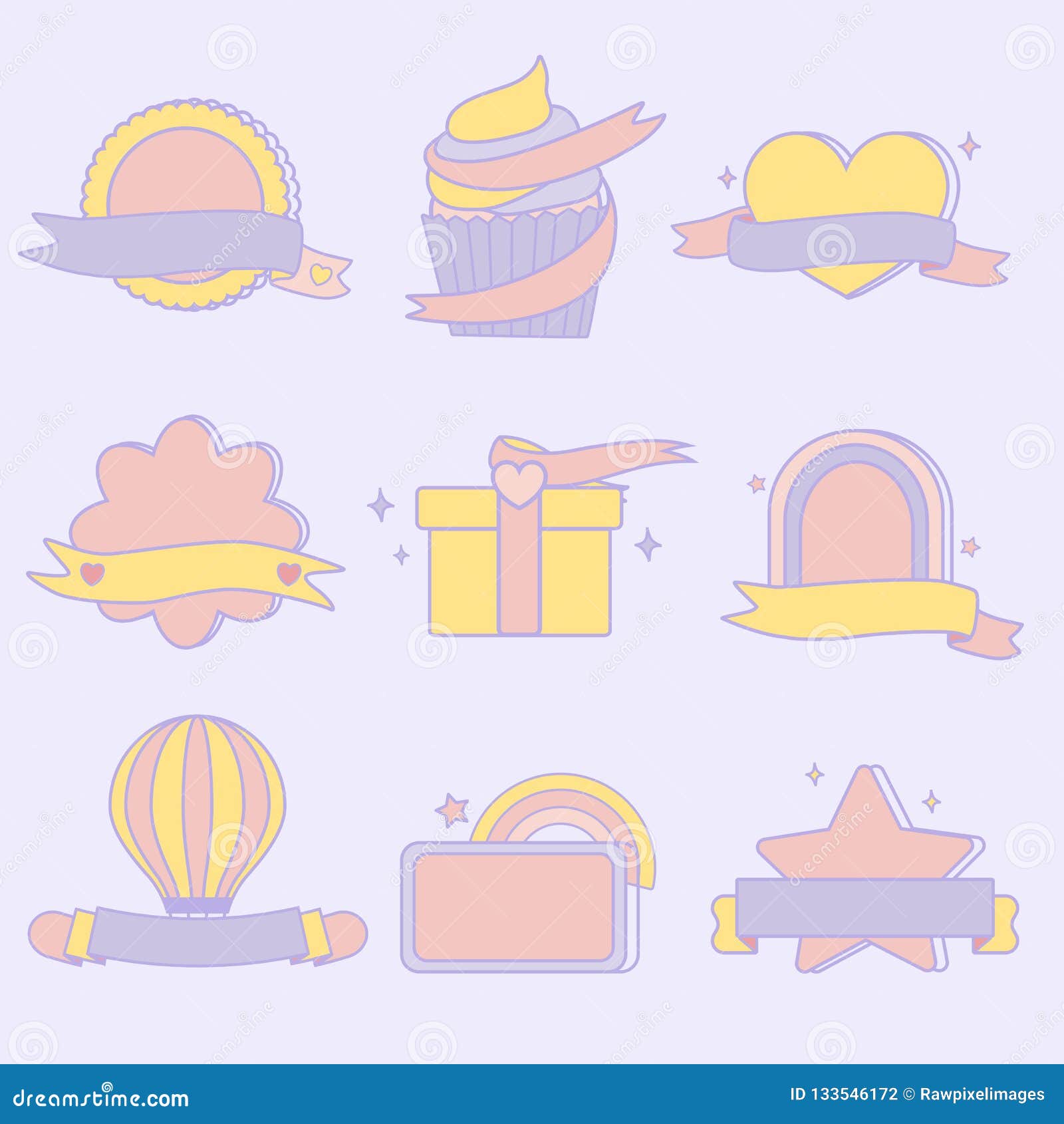 Cute Pastel Emblems Vector Set Stock Vector - Illustration of emblem ...