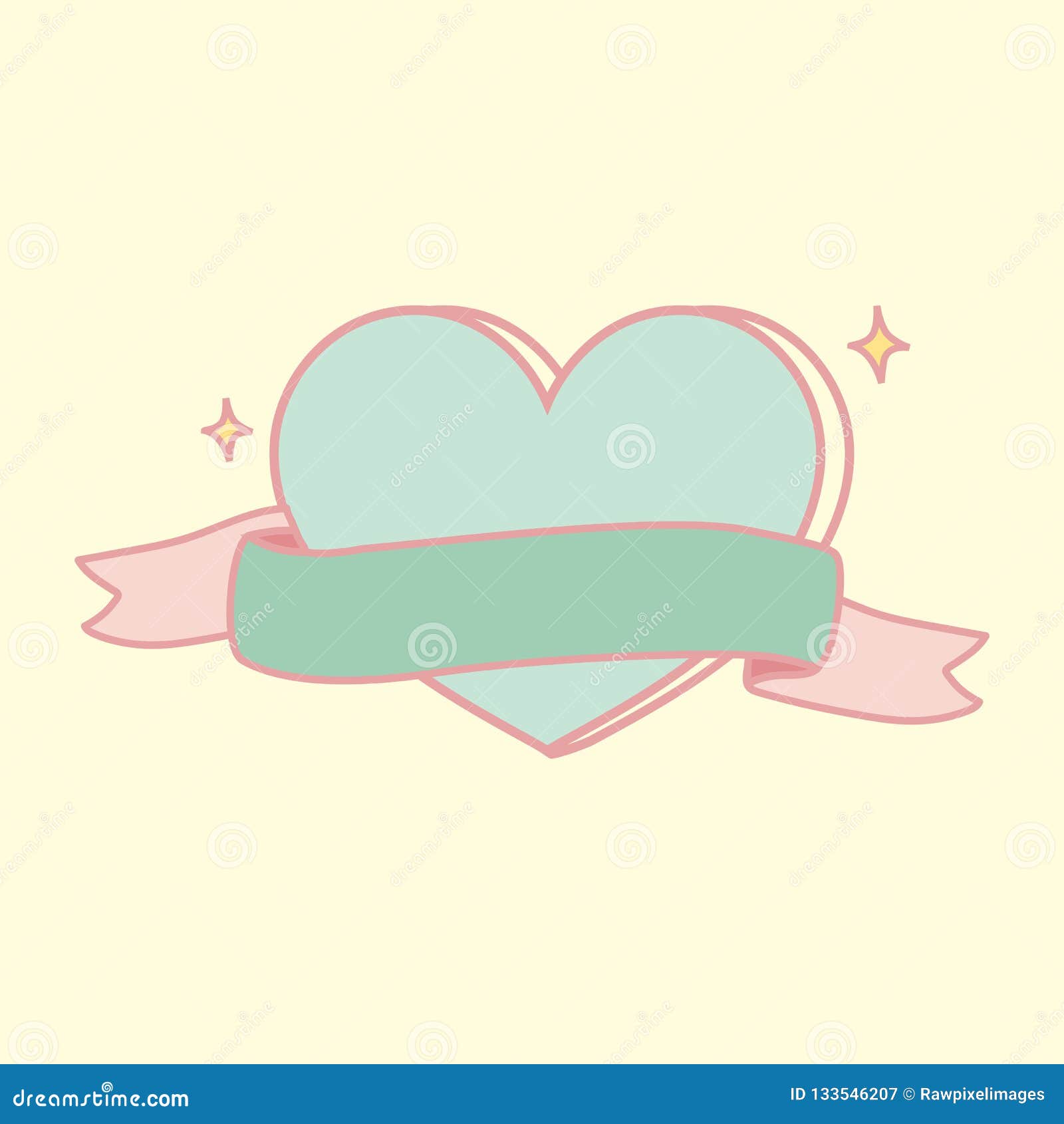Cute Pastel Green Heart Shape Emblem Vector Stock Vector - Illustration ...