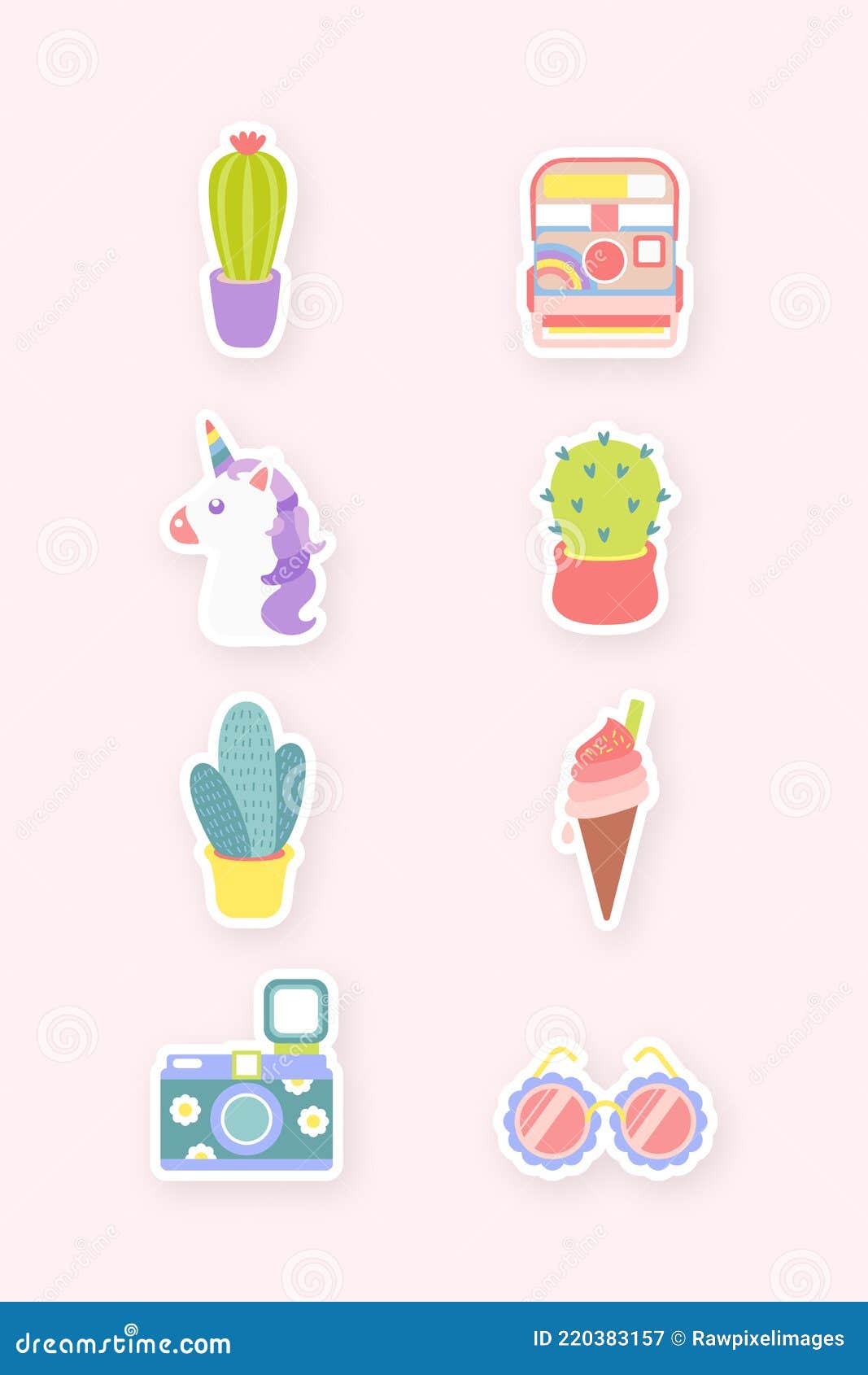 Cute Sticker Collection Illustrated Icons Stock Illustration ...