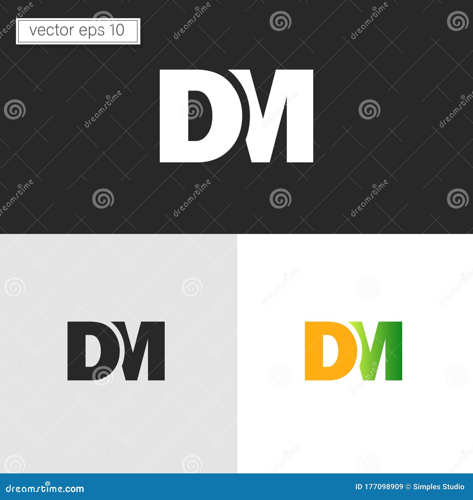 Creative DM Logo Letters Initials Stock Vector - Illustration of ...