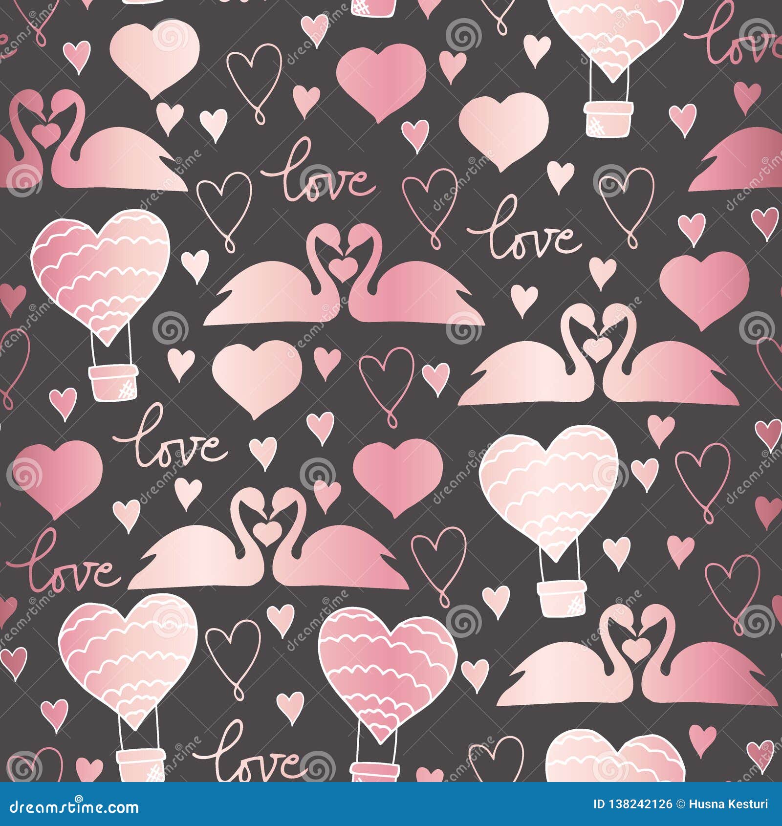 Vector Pattern Swans in Love for Valentines Day, Wedding, Romantic ...