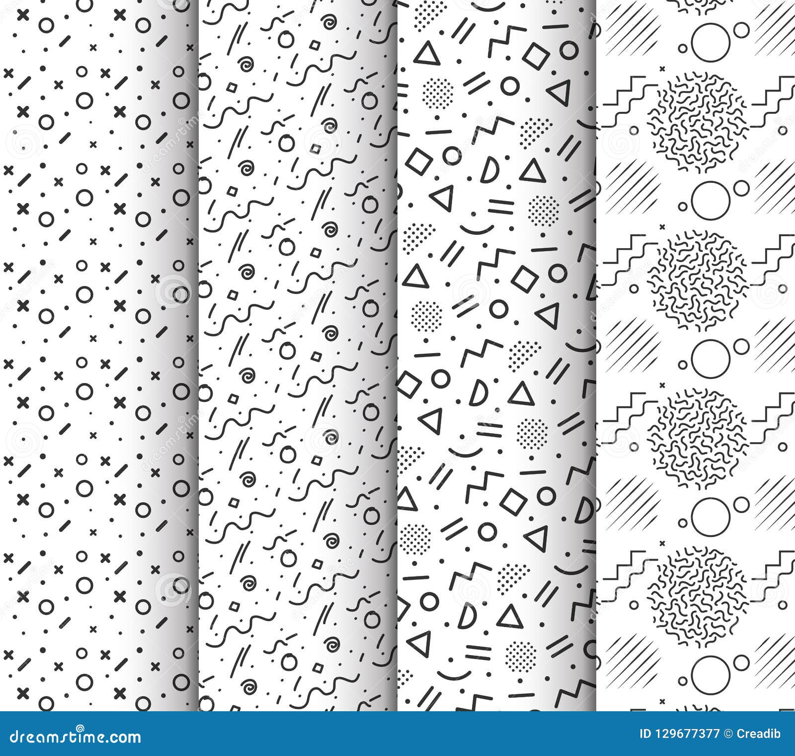 Memphis Seamless Patterns, Available in Swatches Panel Stock Vector ...