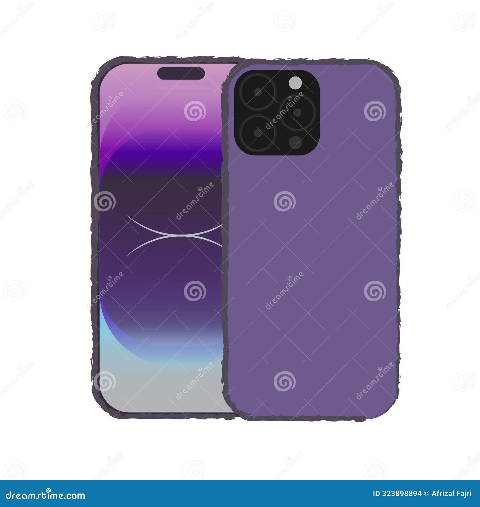 IPhone with purple stock illustration. Illustration of back - 323898894