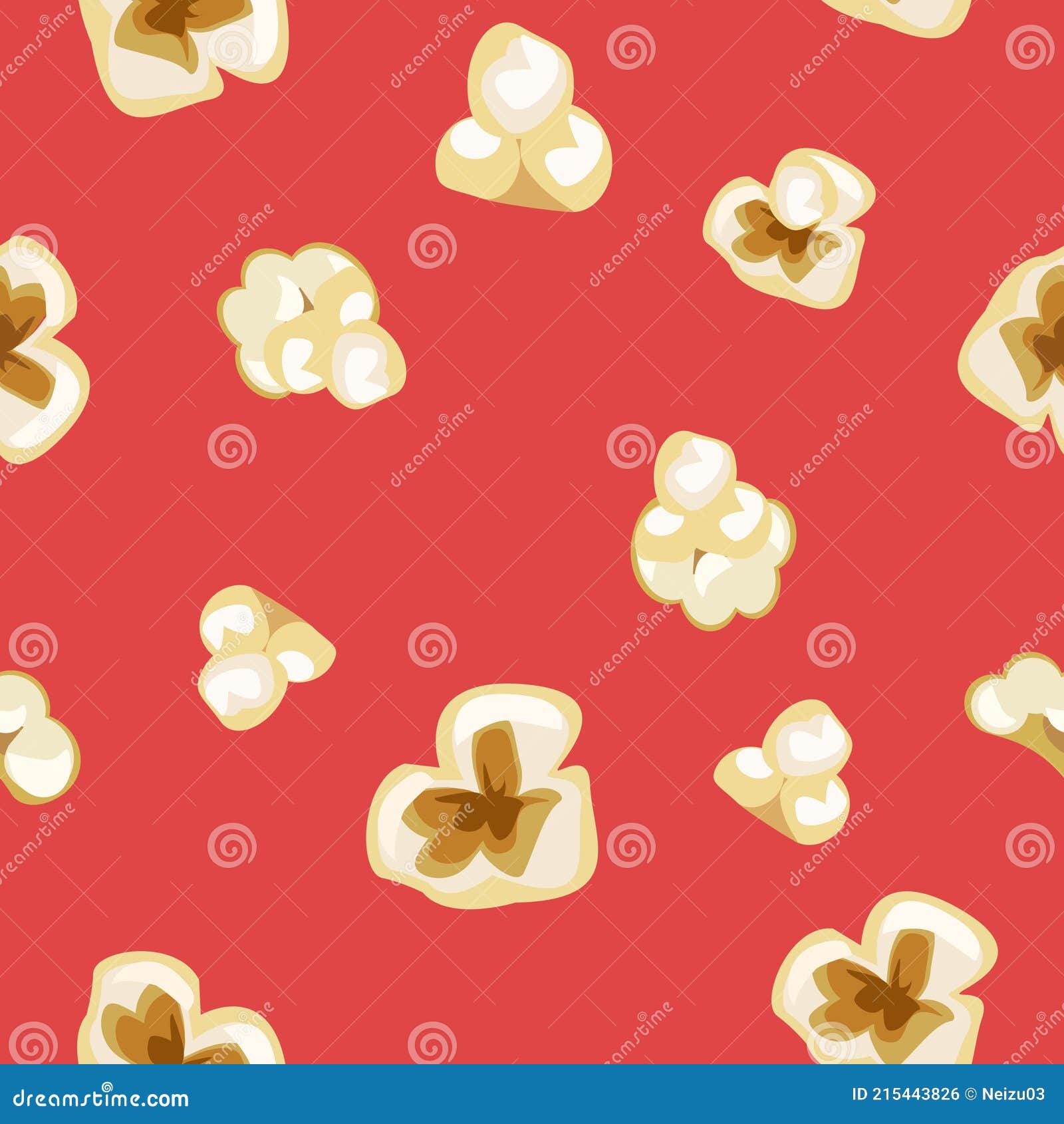 Seamless Pattern with Popcorn on Red Background Stock Vector ...