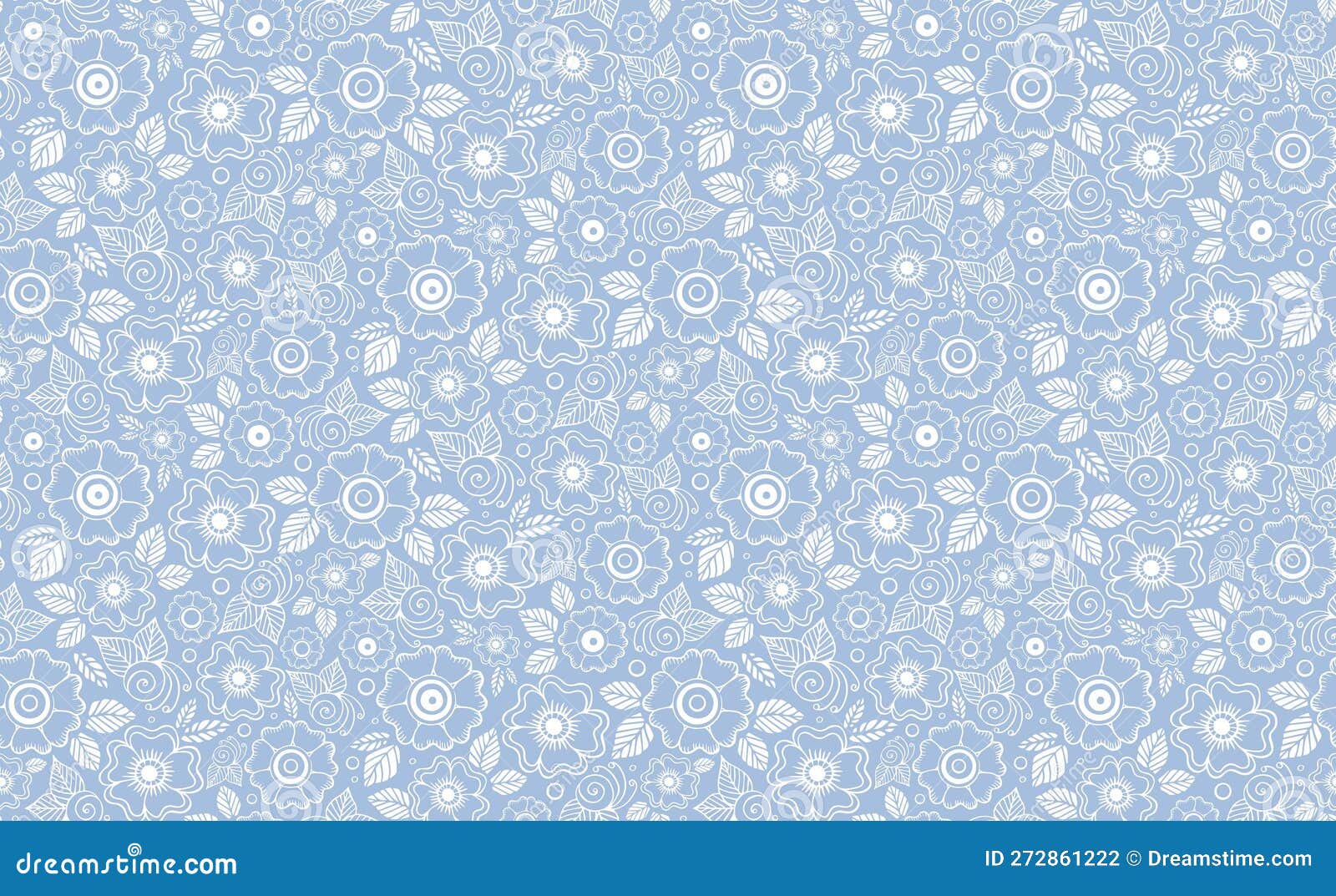 Seamless Pattern with Small White Flowers on Light Blue Background ...