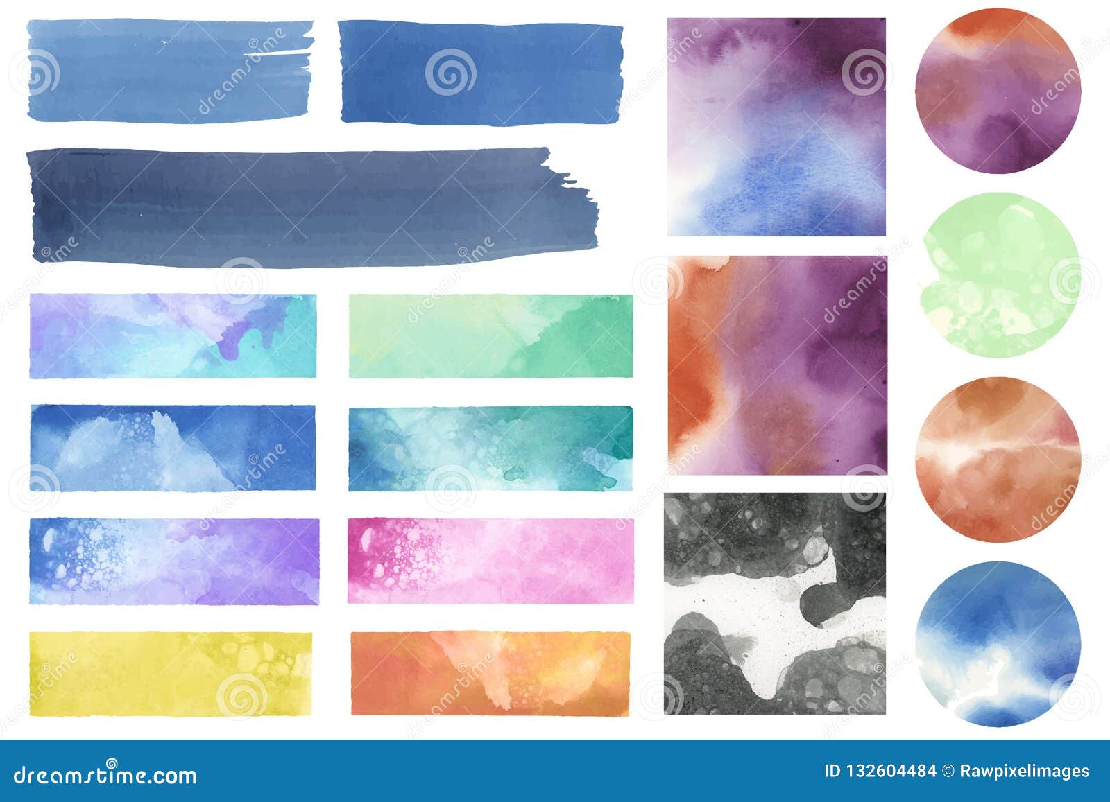 Set of Colorful Watercolor Patches Vector Stock Vector - Illustration ...