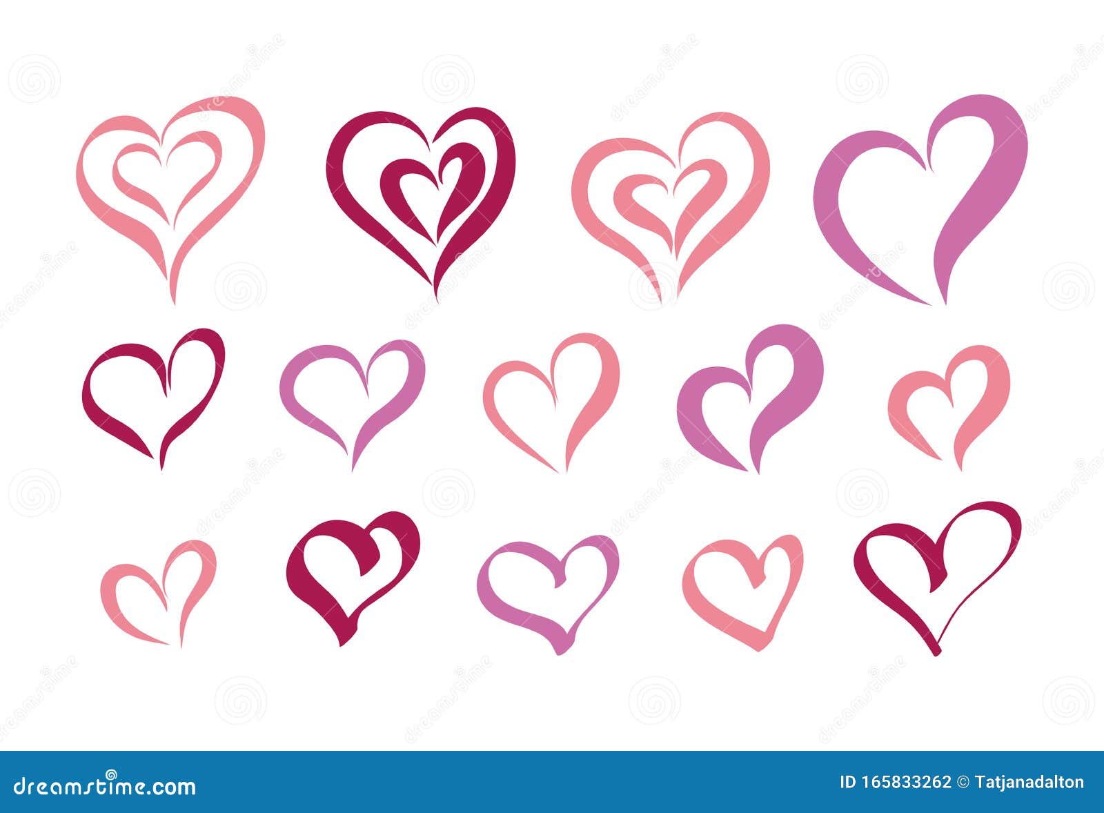 Set of hand drawn hearts stock vector. Illustration of hearts - 165833262