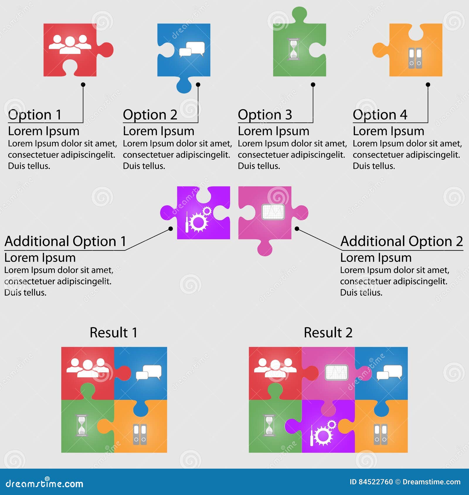 Set of Puzzle for Infographic Stock Vector - Illustration of arrow ...