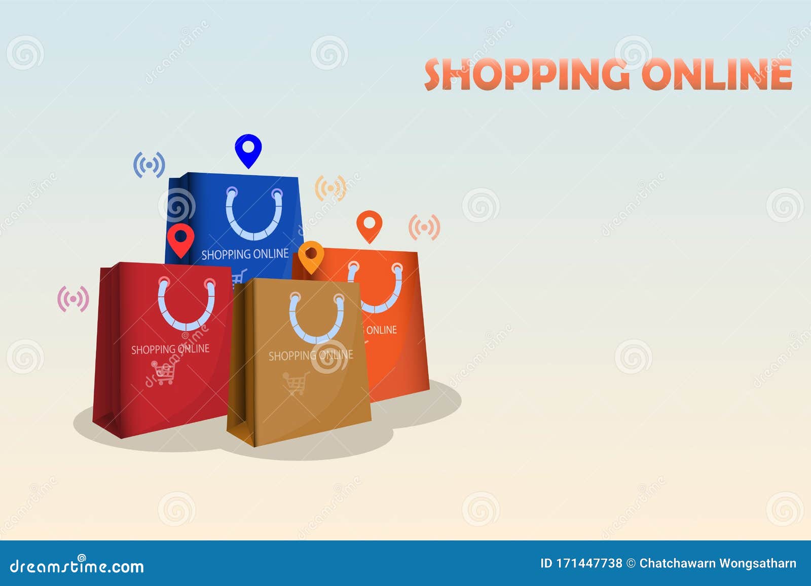 Shopping Online and Mobile Shop Concept Idea Stock Vector ...