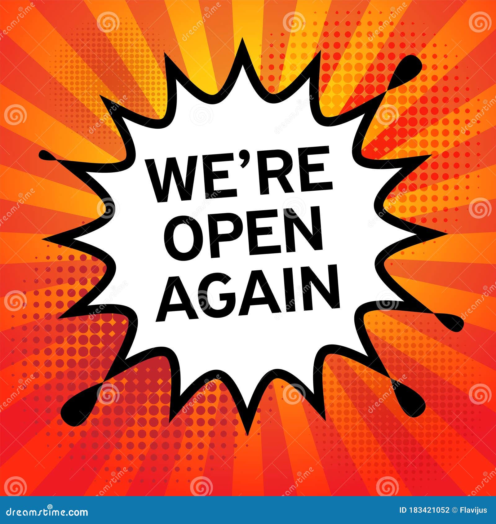 Weâ€™re Open Again stock vector. Illustration of design - 183421052