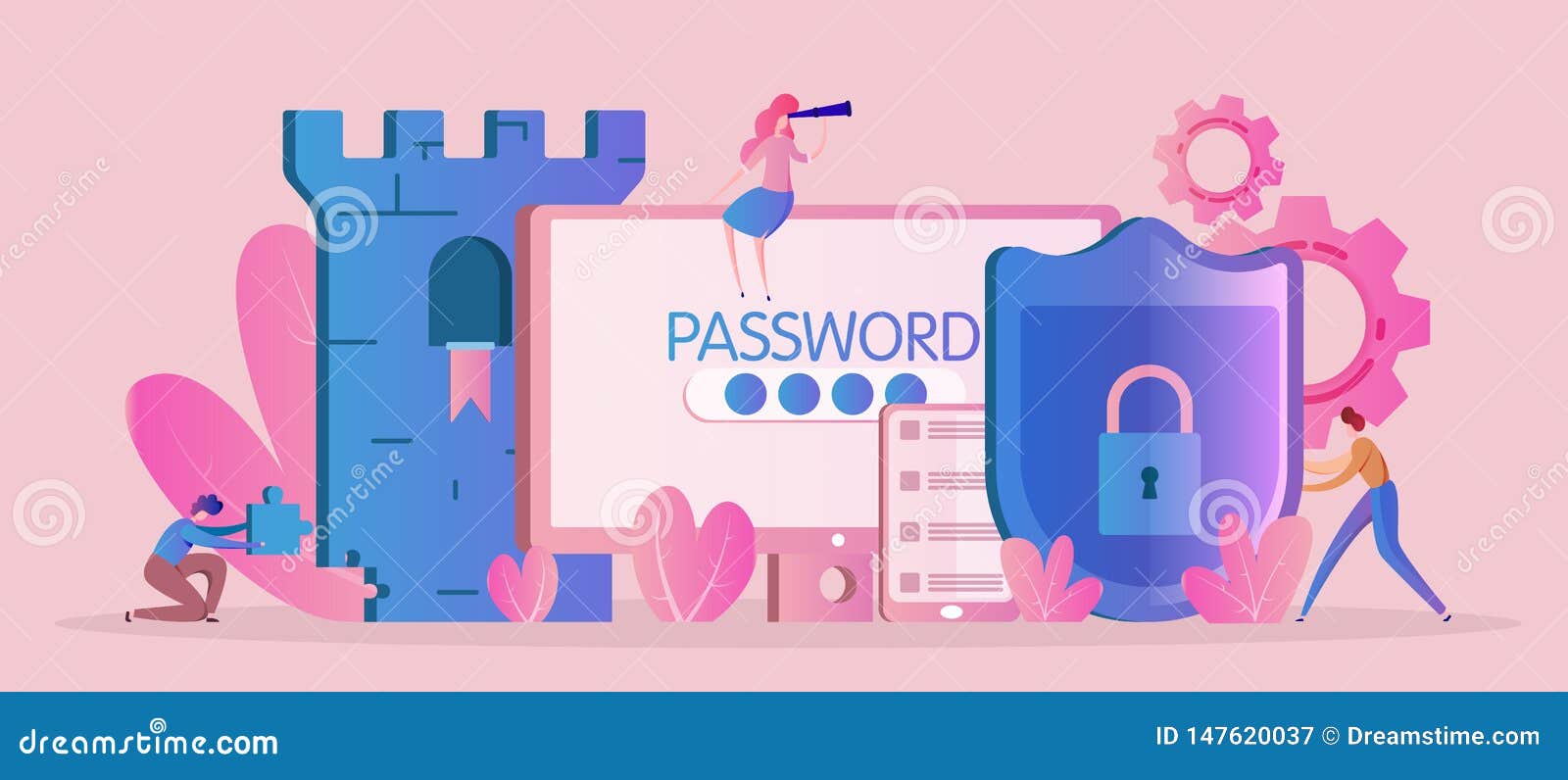 A Team of People Protect the Computer and Smartphone from Viruses and ...