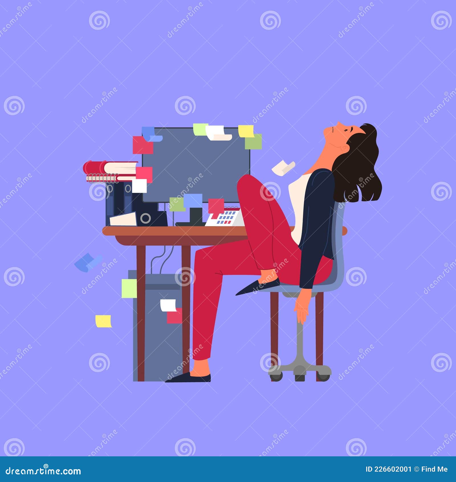 Vector Illustration of a Young Woman Workload Stock Vector ...