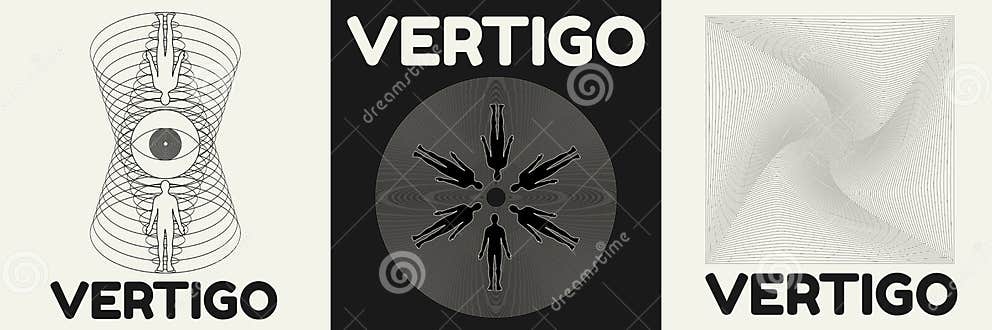 Vertigo. Vector Set of Hand Drawn Minimalistic Illustration Stock ...