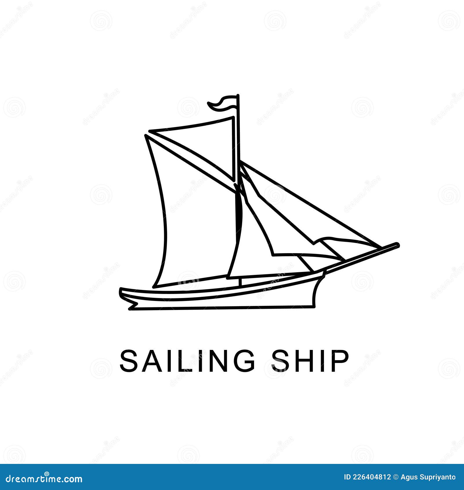 Sailing Ship Line Art Style Stock Vector - Illustration of travel ...
