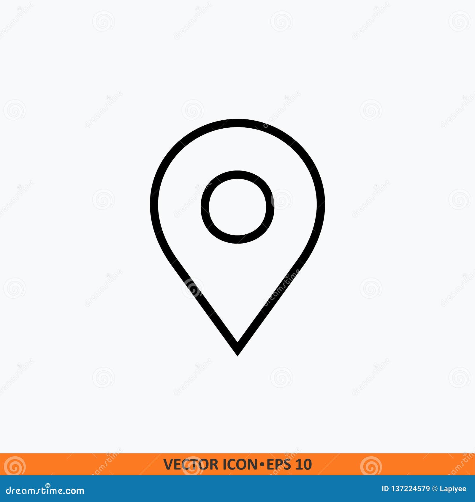 Basic RGBVector Thin Line Pin Point, Location Icon Black on White ...