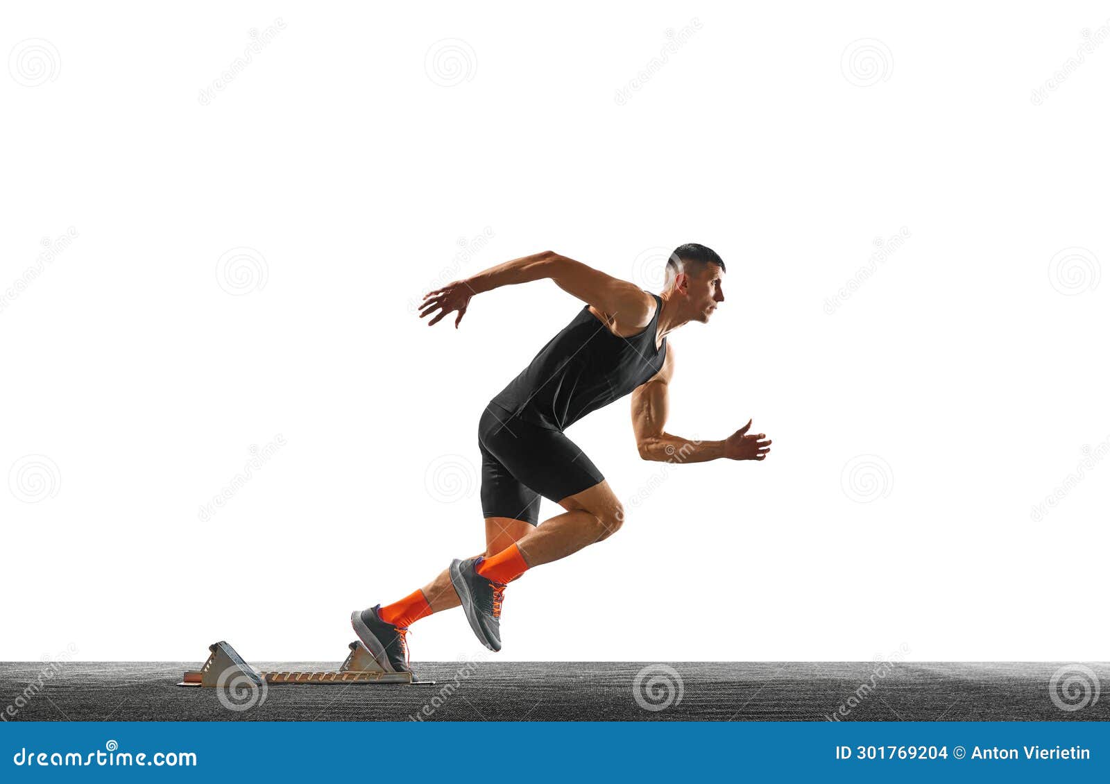 Basic Running Technique. Young Athletic Man Training Running at Short ...
