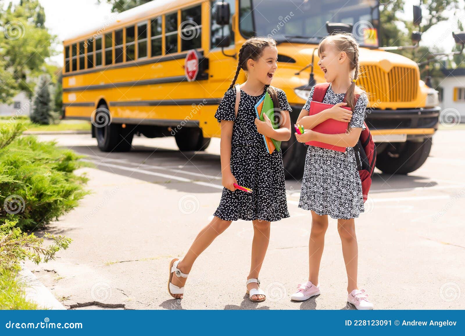 Basic School Students Crossing the Road Stock Image - Image of cute ...