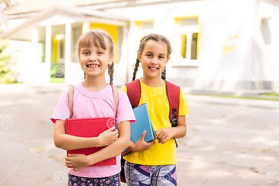 Basic School Students Crossing the Road Stock Image - Image of pretty ...