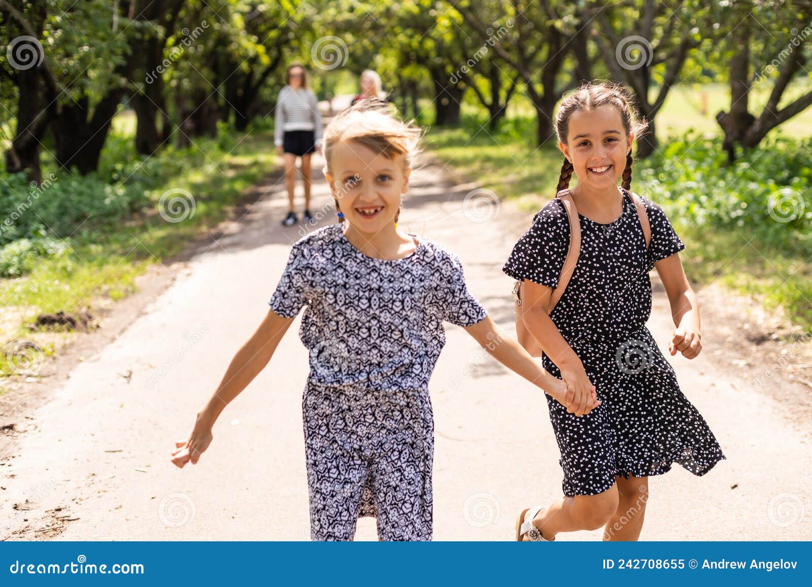 Basic School Students Crossing the Road Stock Image - Image of enjoy ...