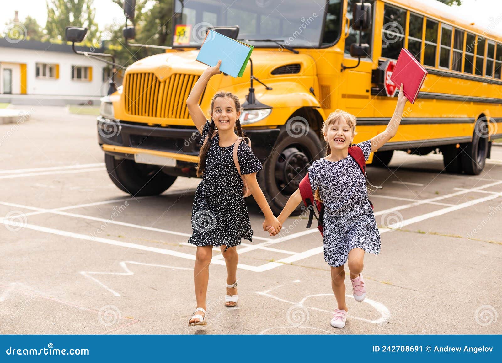 Basic School Students Crossing the Road Stock Image - Image of ...