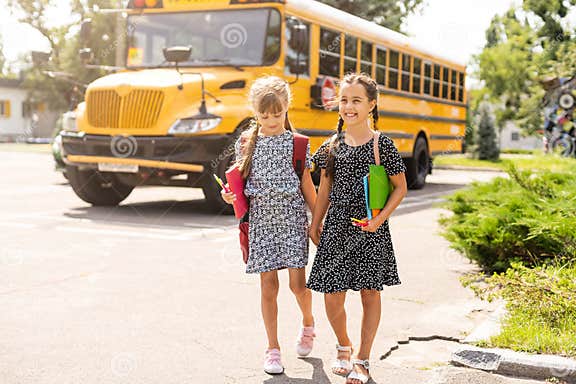 Basic School Students Crossing the Road Stock Photo - Image of lovely ...