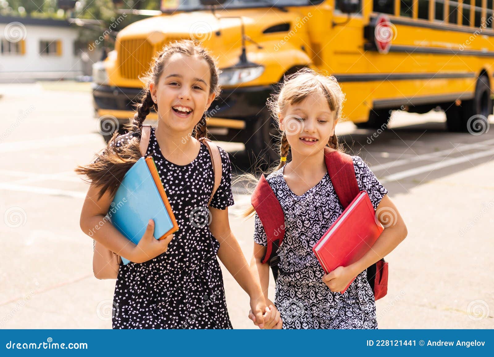 Basic School Students Crossing the Road Stock Image - Image of cute ...