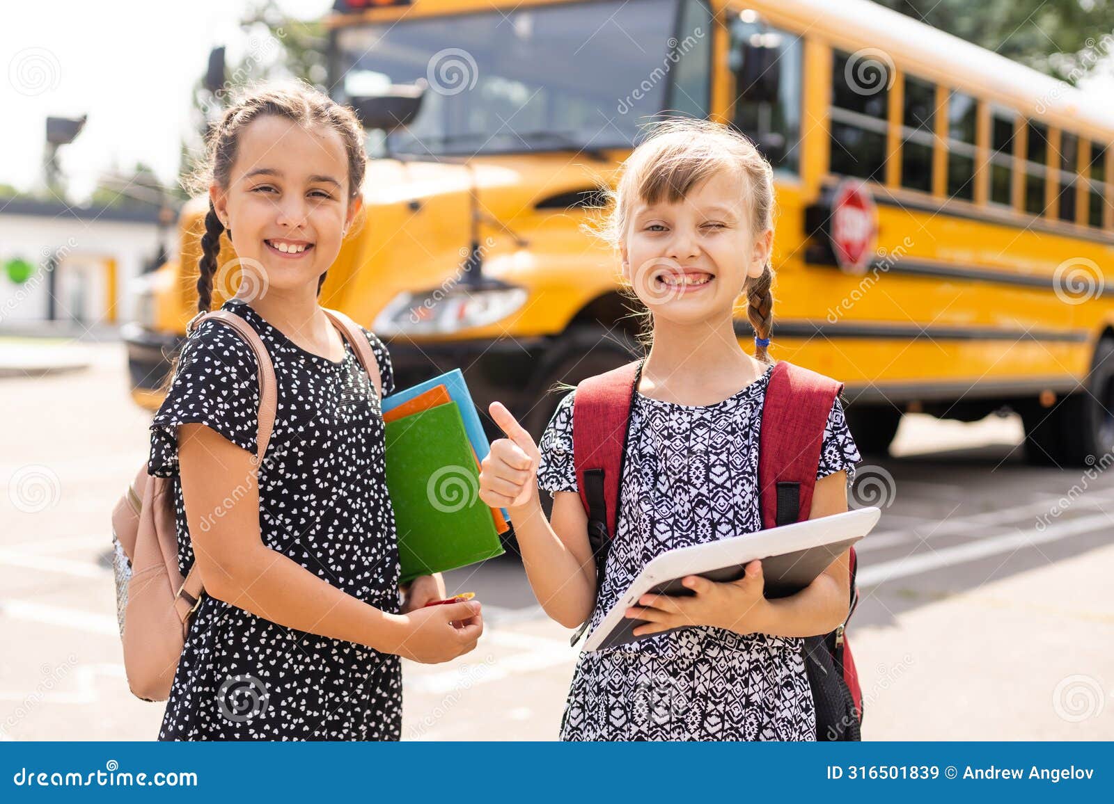 Basic School Students Crossing the Road Stock Image - Image of ...