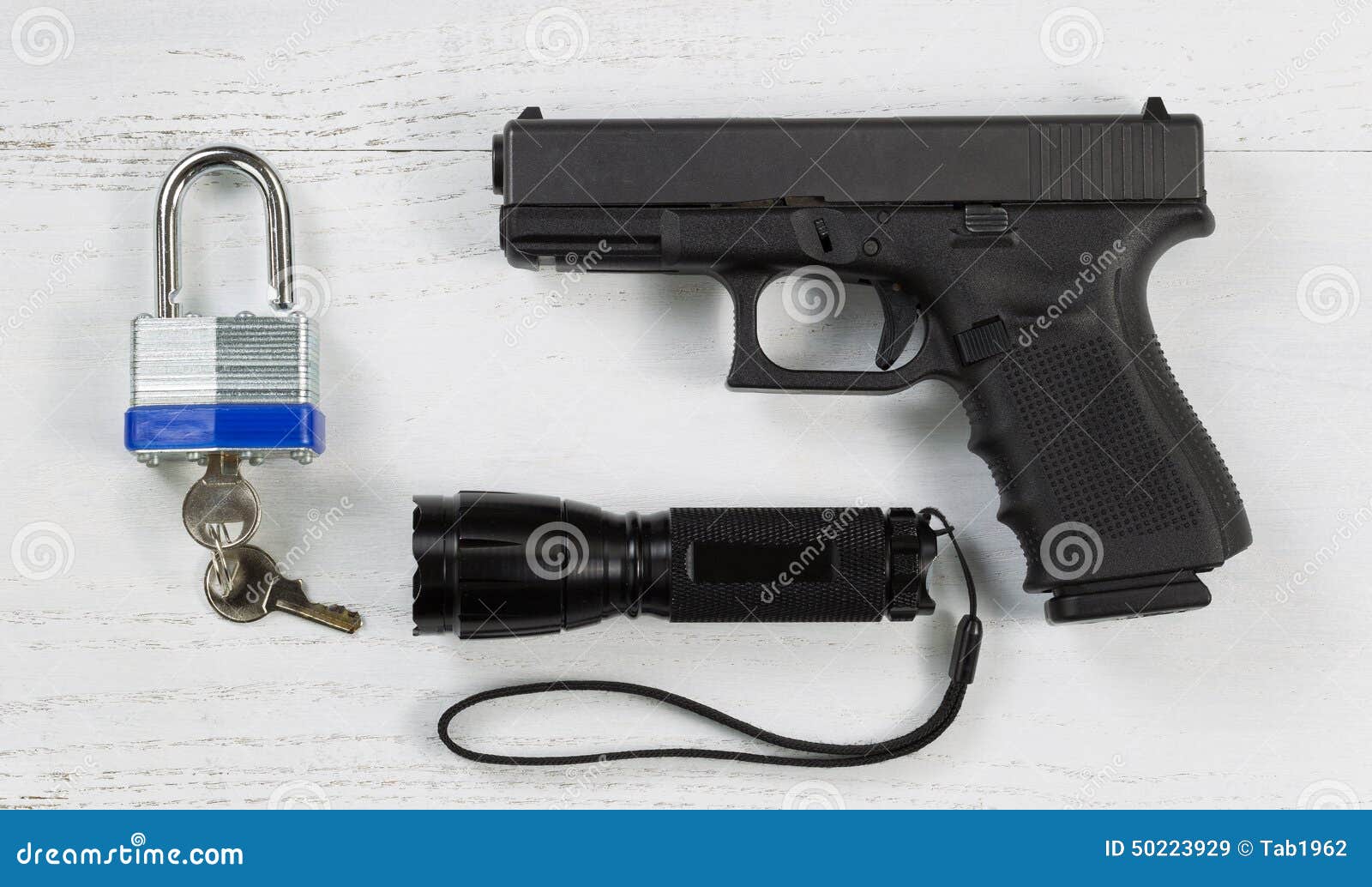 Basic Security Items Placed on Wooden Desktop Stock Image - Image of ...
