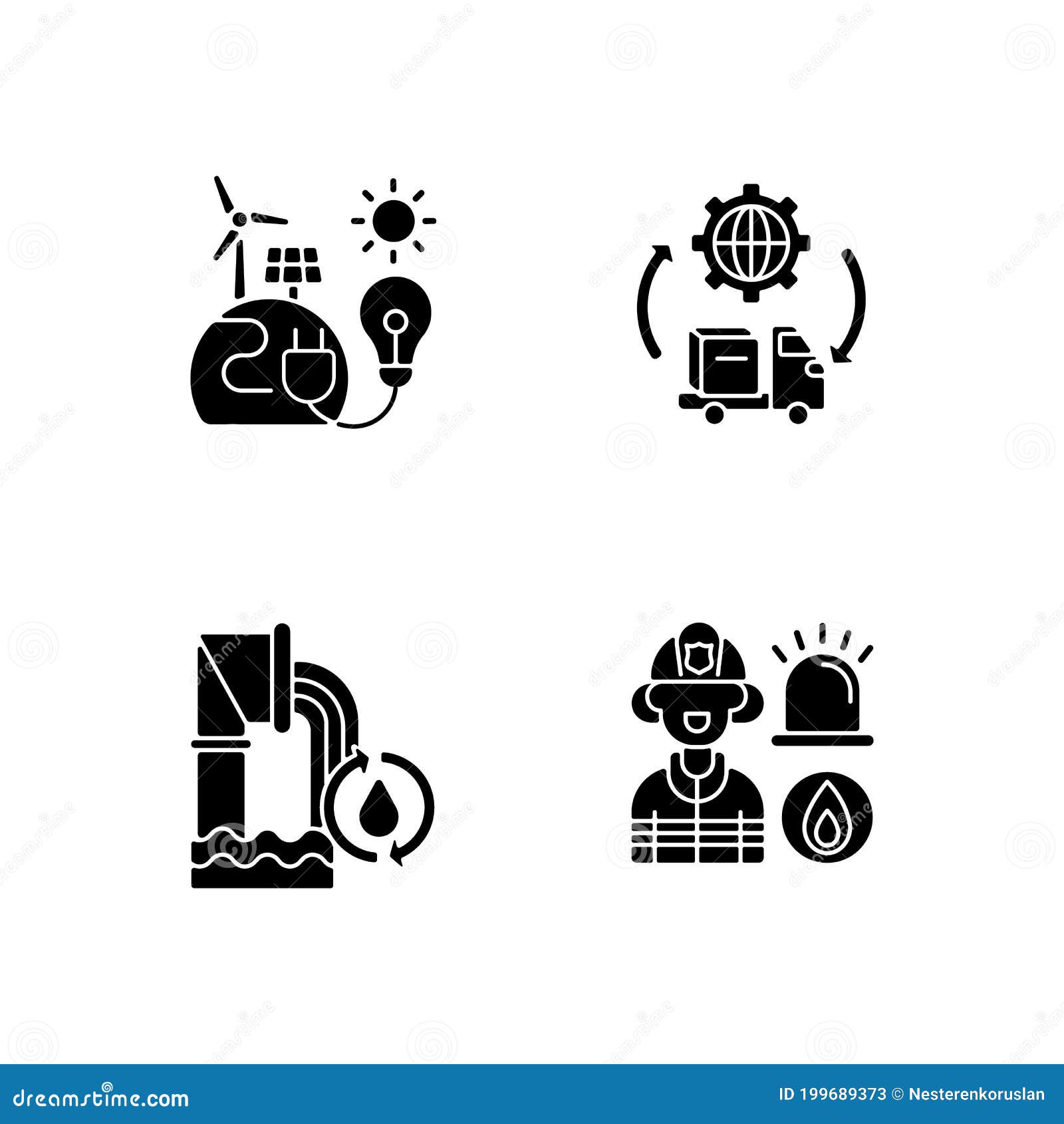 Basic Services Black Glyph Icons Set on White Space Stock Vector ...