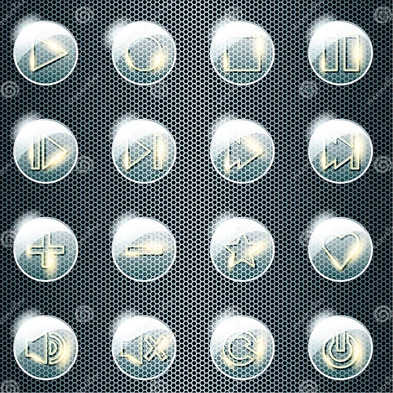 Basic Set of Transparent Glass Buttons Stock Vector - Illustration of ...