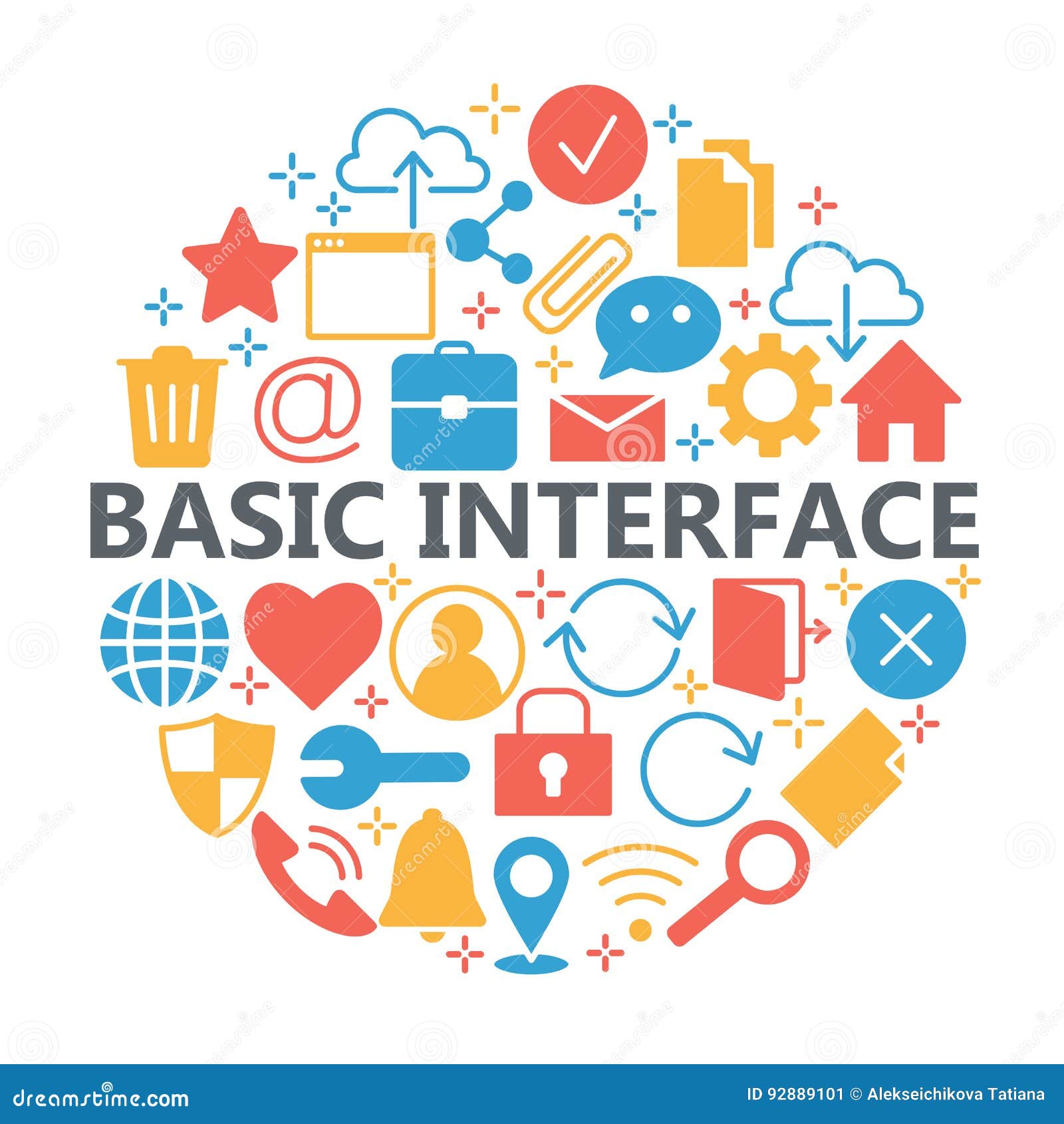 Basic Set of Website Icons for Navigation, Silhouette Isolated Vect ...