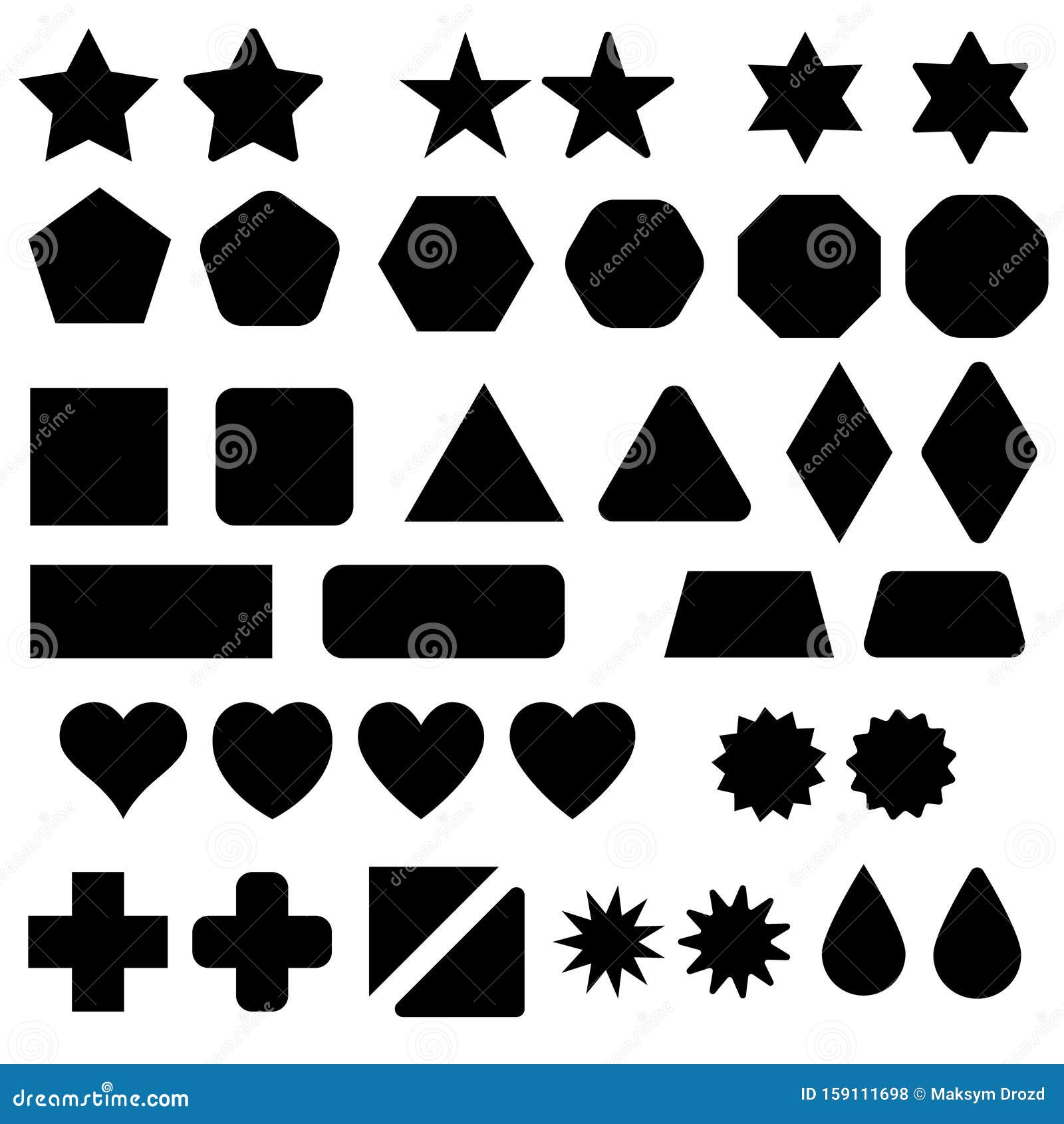 Basic 2d Shape Set, Tracing Line Of Geometric Shapes, Vector ...