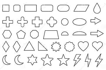 Basic Shape Outline Set. Simple Geometry Shapes Set. Geometric ...