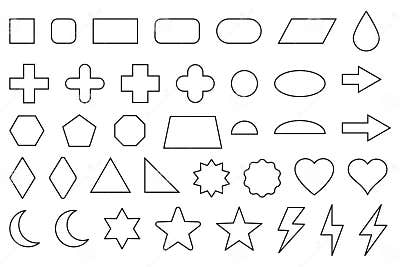 Basic Shape Outline Set. Simple Geometry Shapes Set. Geometric ...