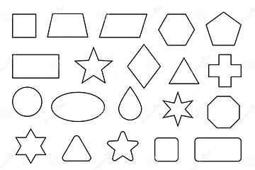 Basic Shape Outline Set. Simple Geometry Shapes Set. Geometric ...