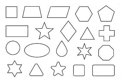 Basic Shape Outline Set. Simple Geometry Shapes Set. Geometric ...