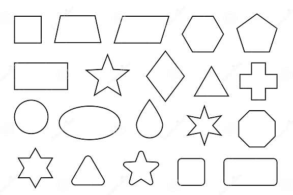 Basic Shape Outline Set. Simple Geometry Shapes Set. Geometric ...