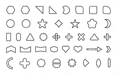 Basic Shape Outlines, Basic Shapes, Simple Geometry Shapes Outline ...