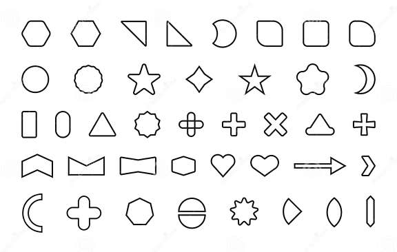 Basic Shape Outlines, Basic Shapes, Simple Geometry Shapes Outline ...