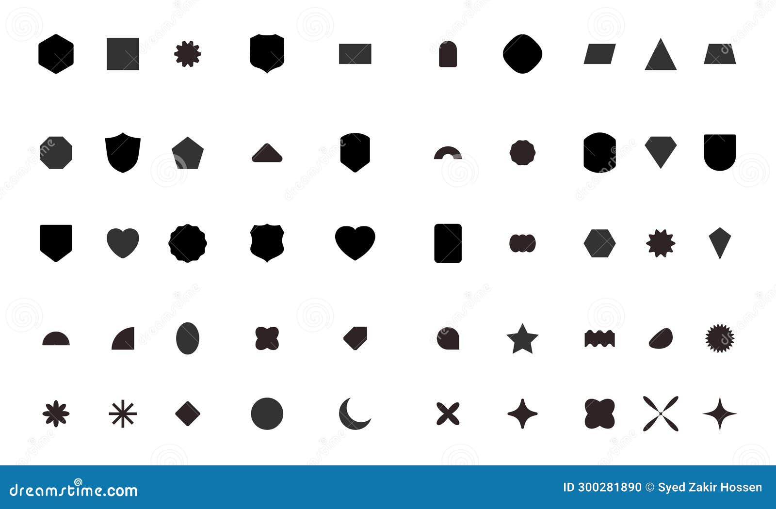 50 Basic Shape Vector Collection. Stock Photo - Image of shape, spiral ...