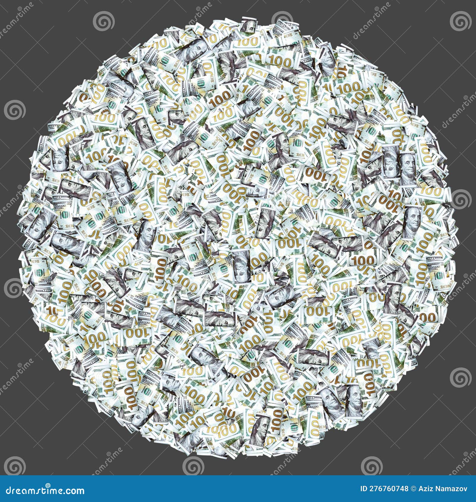 Basic Shapes with Dollar Paper Money Banknotes. Isolated on Gray ...