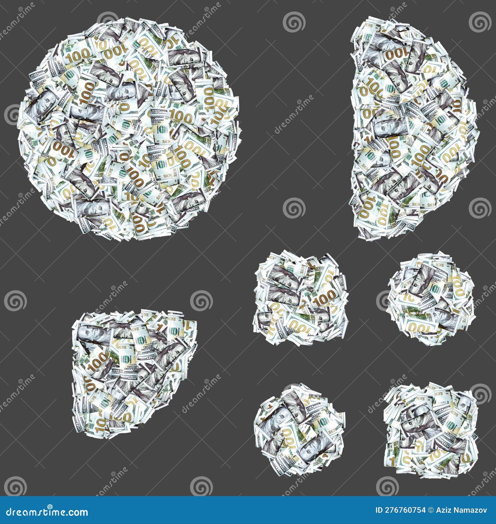 Basic Shapes with Dollar Paper Money Banknotes. Isolated on Gray ...